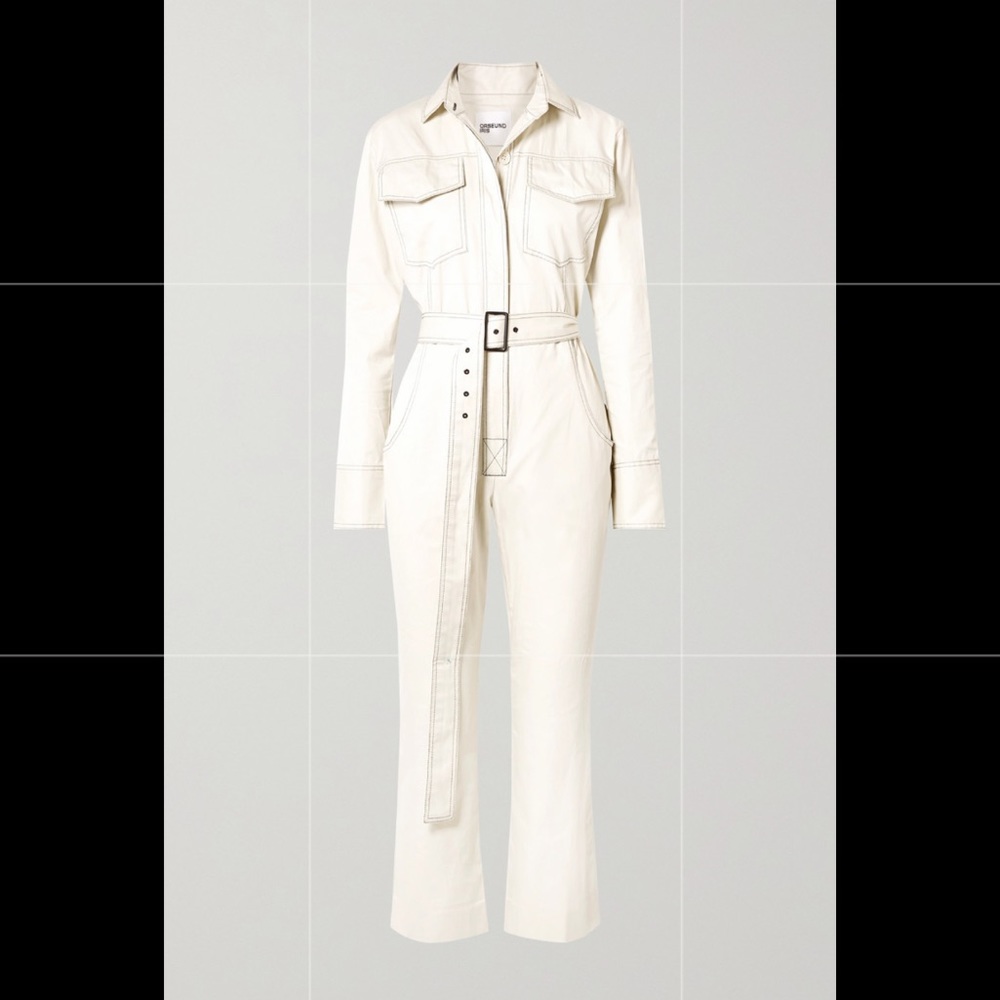 Orseund Iris White Workwear Jumpsuit - Gem